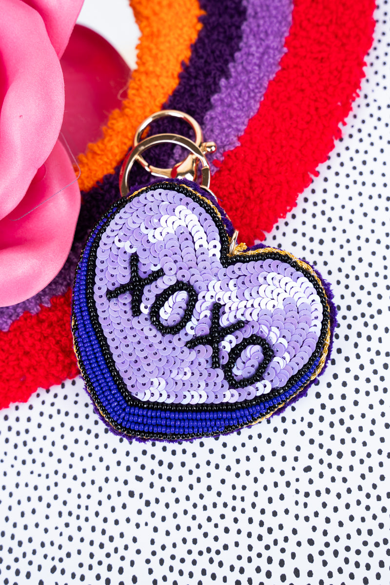 XOXO Purple Sequin Keychain | HH – Howdy Honey