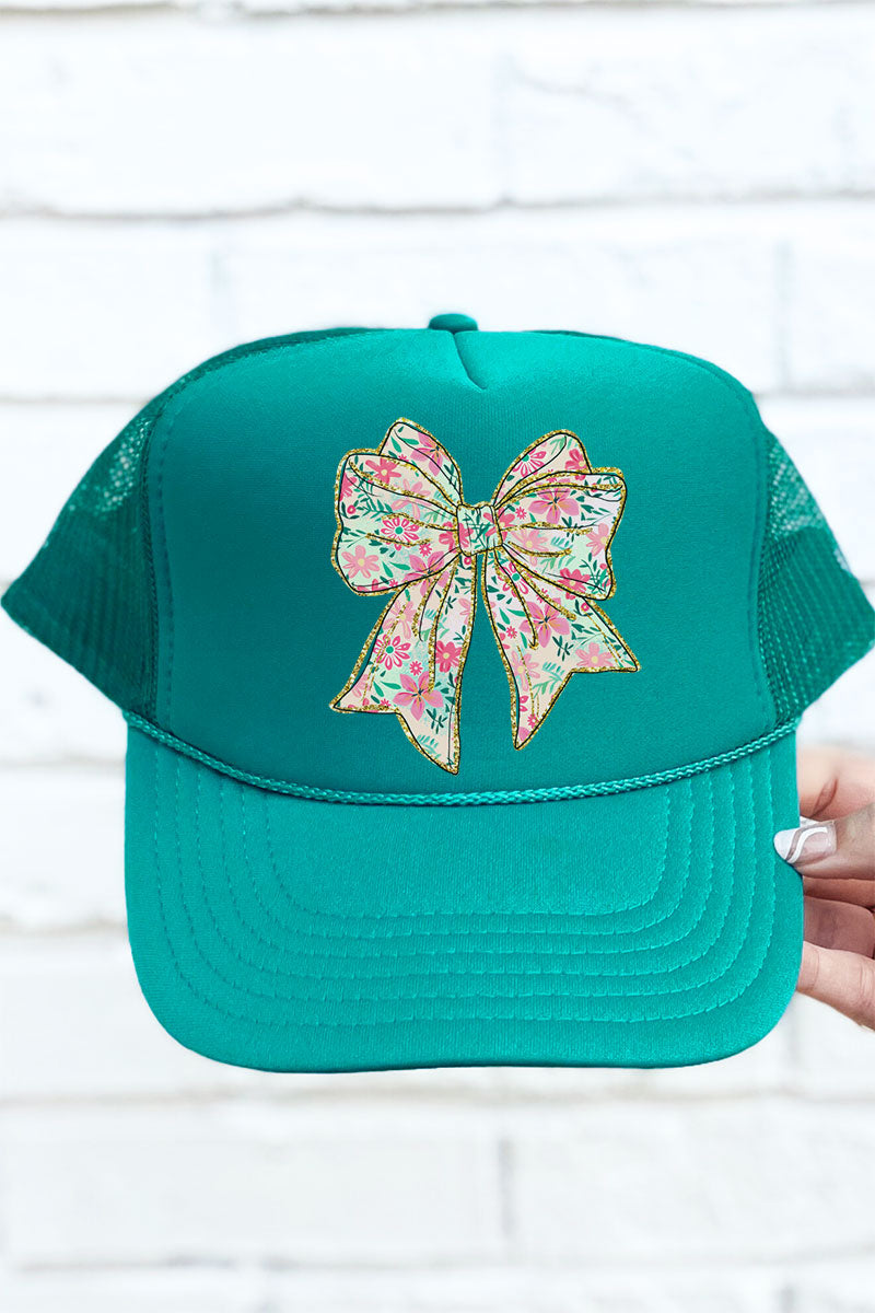 Preppy Blossom Bow Otto Jade Foam Front Trucker Hat | HH – Howdy Honey