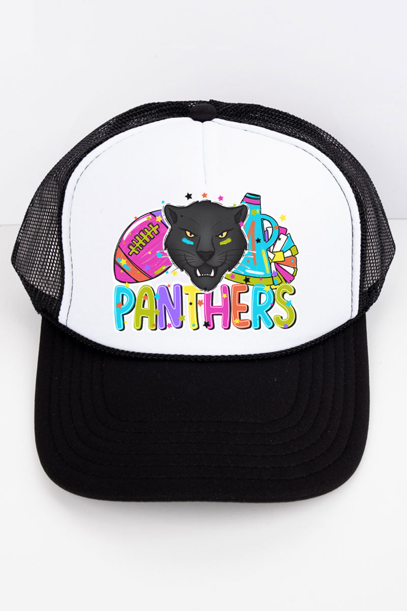 Bright Panthers Colorful Otto Black with White Foam Front Trucker Hat ...