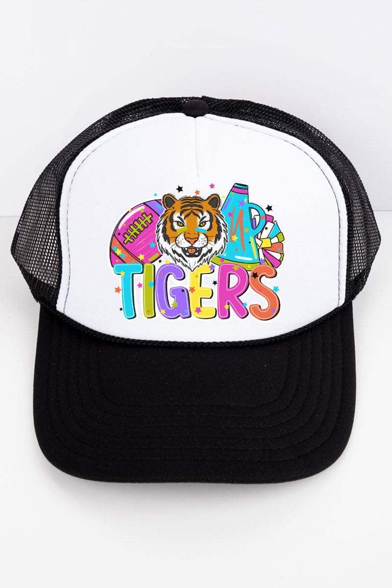 Bright Tigers Colorful Otto Black with White Foam Front Trucker Hat ...