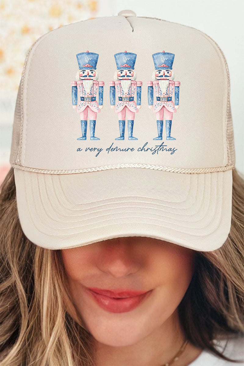 Demure Christmas Nutcracker Otto Khaki Foam Front Trucker Hat | HH ...