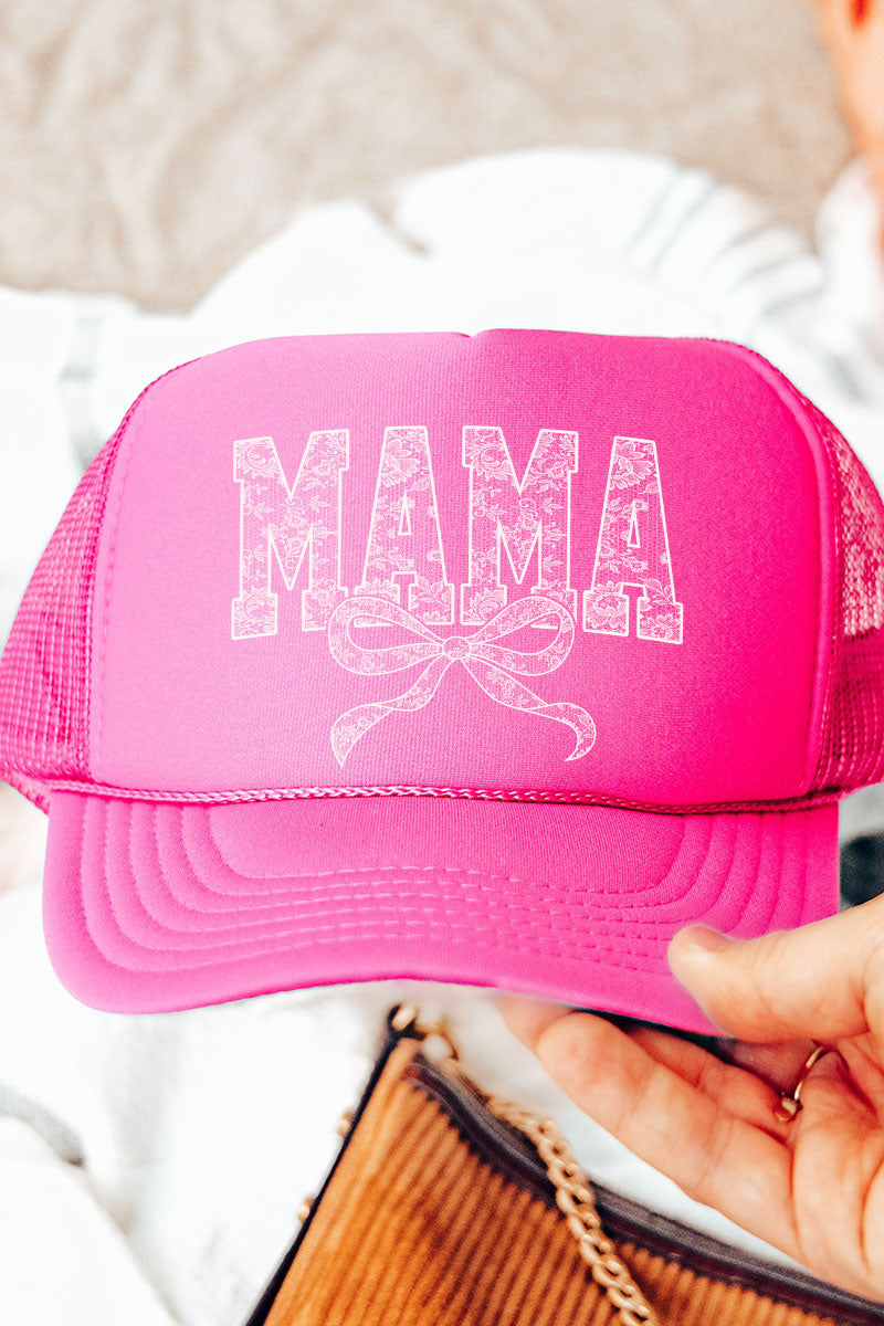 White Lace Mama Otto Neon Pink Foam Front Trucker Hat | HH – Howdy Honey