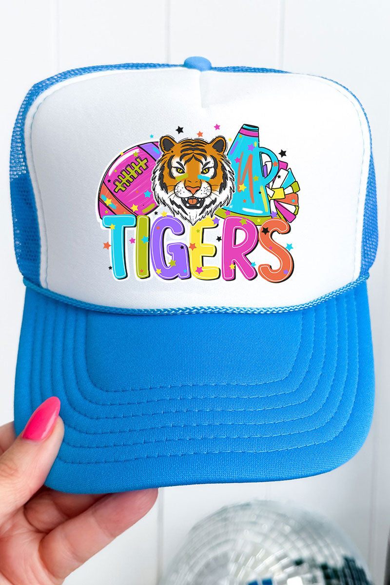 Bright Tigers Colorful Otto Neon Blue with White Foam Front Trucker Hat ...