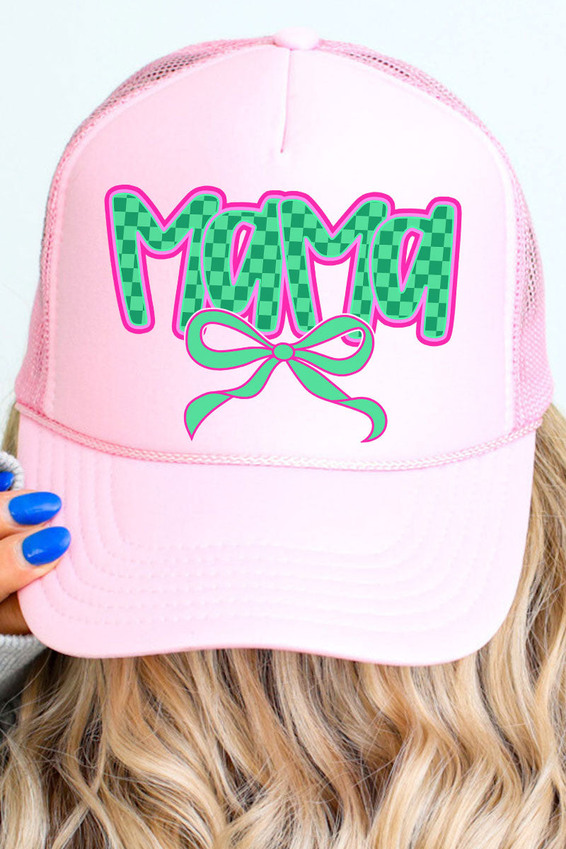 Bright Checkered Mama Otto Soft Pink Foam Front Trucker Hat | HH ...