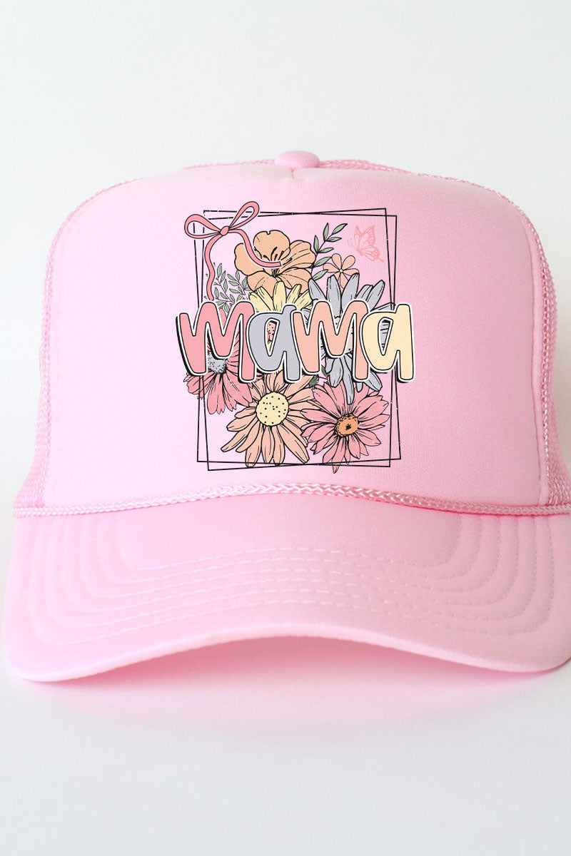 Framed Floral Mama Otto Soft Pink Foam Front Trucker Hat | HH – Howdy Honey