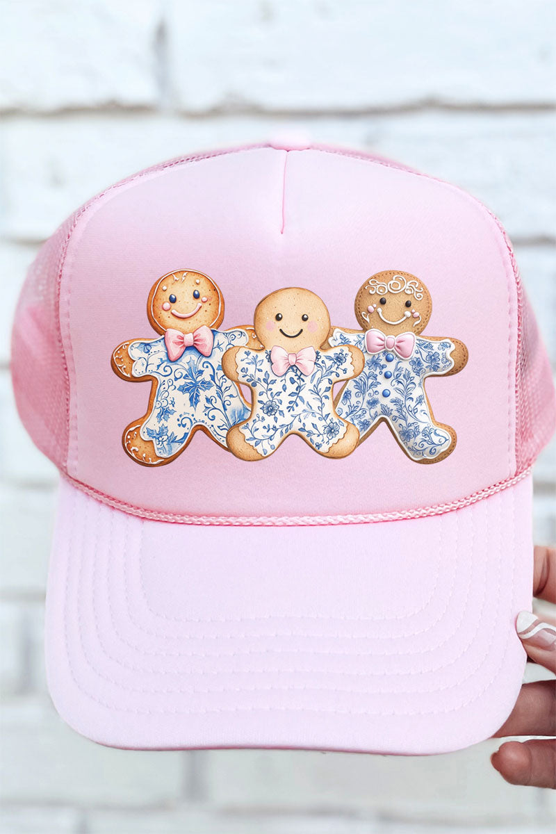 Gingerbread Chinoiserie Christmas Otto Soft Pink Foam Front Trucker Hat ...