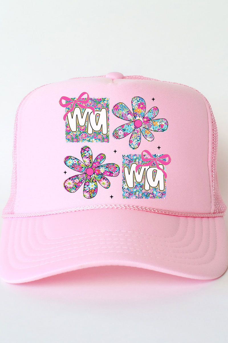 Vibrant Floral Mama Otto Soft Pink Foam Front Trucker Hat | HH – Howdy ...