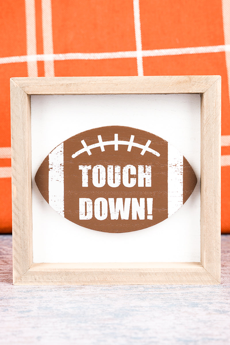 6 x 6 'Touchdown!' Football Wood Framed Sign | HH – Howdy Honey