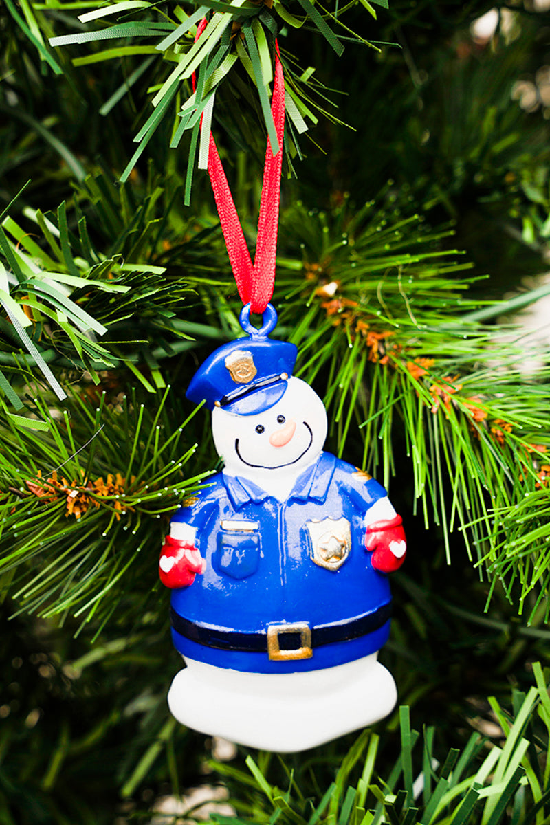 3.25 x 2 Snowman Police Officer Resin Ornament | HH – Howdy Honey