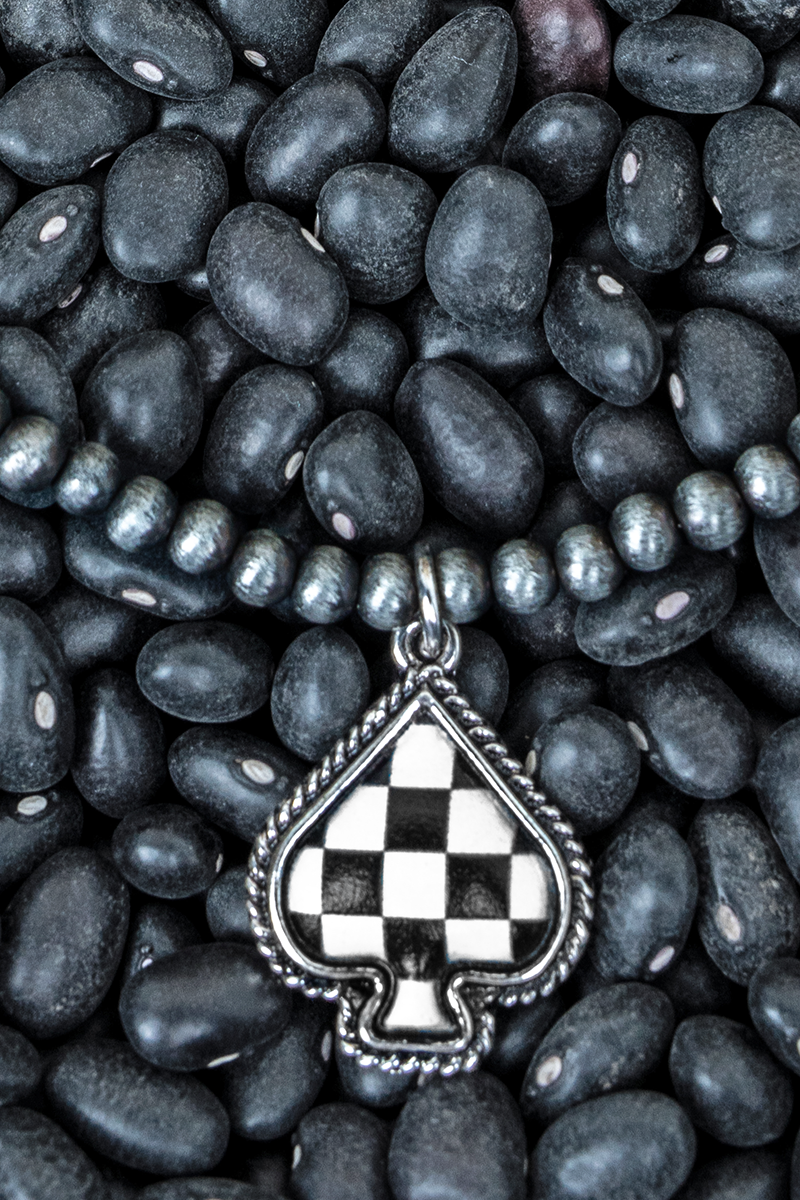 Vegas Black Check Spade Silver Pearl Choker | HH – Howdy Honey
