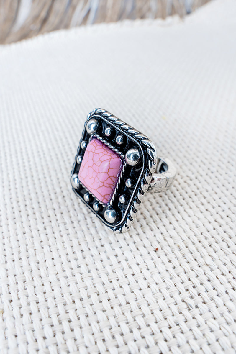 Pink Durango Dreams Silvertone Stretch Ring | HH – Howdy Honey
