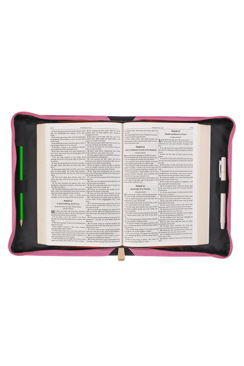 Trust in the LORD Floral Pink Faux Leather Large Bible Cover | HH ...