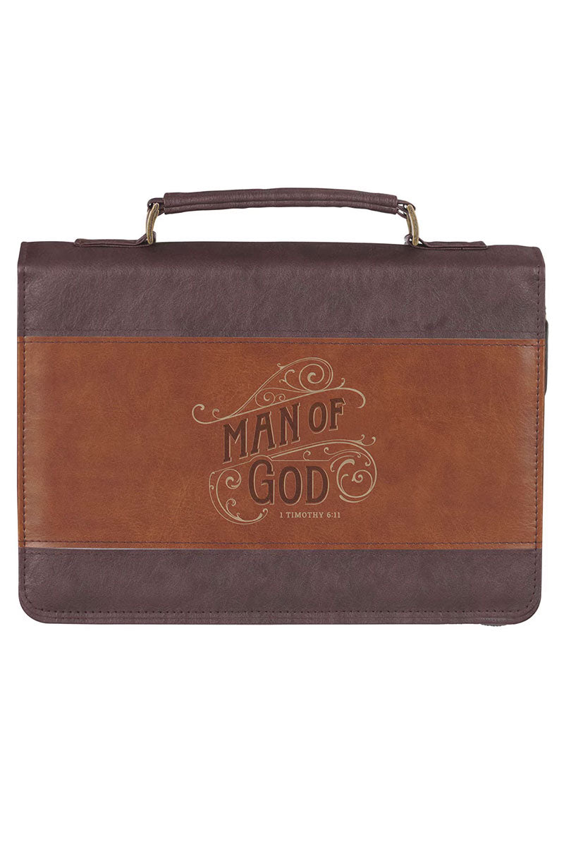 Man of God Honey Brown and Espresso Faux Leather Large Bible Cover | HH ...