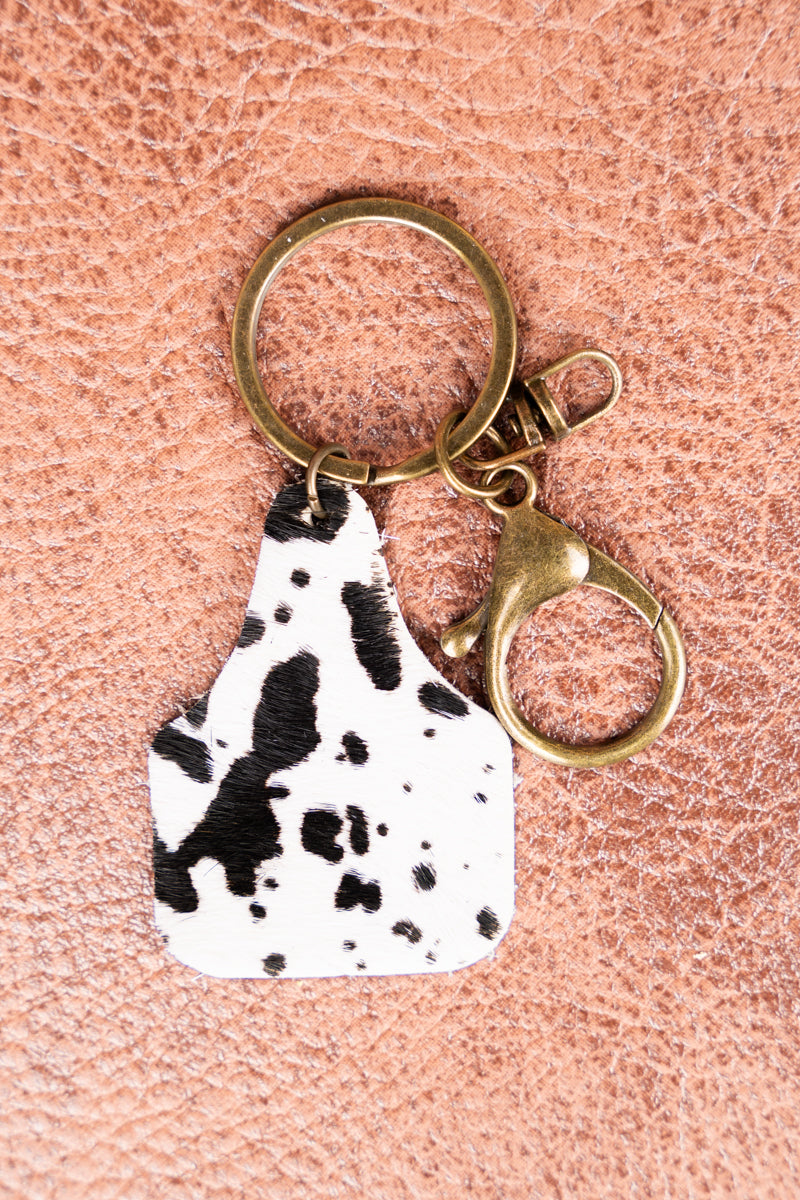 Sunset Canyon Black Cow Cattle Tag Keychain | eWAM – Howdy Honey