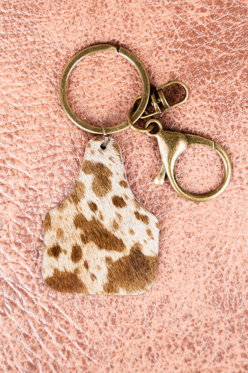 Sunset Canyon Brown Cow Cattle Tag Keychain | eWAM – Howdy Honey