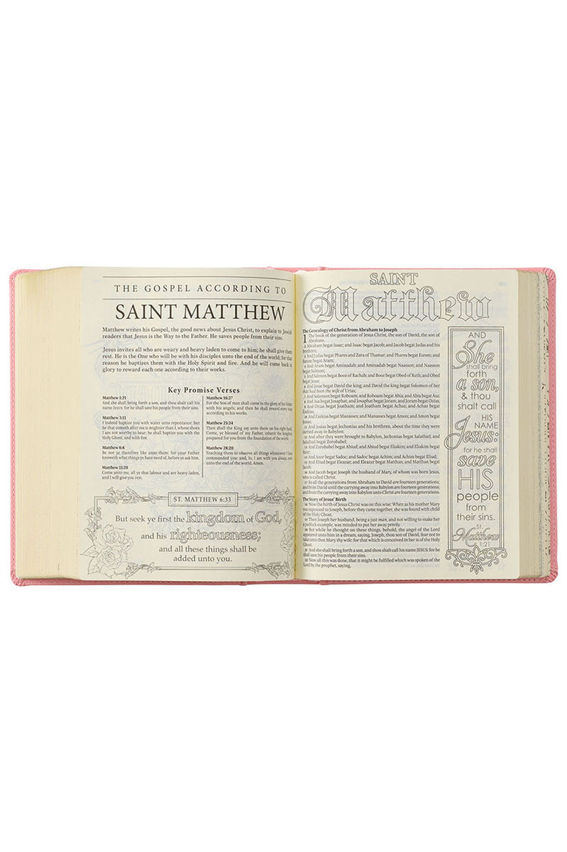 Pink Floral Faux Leather KJV My Promise Bible | HH – Howdy Honey