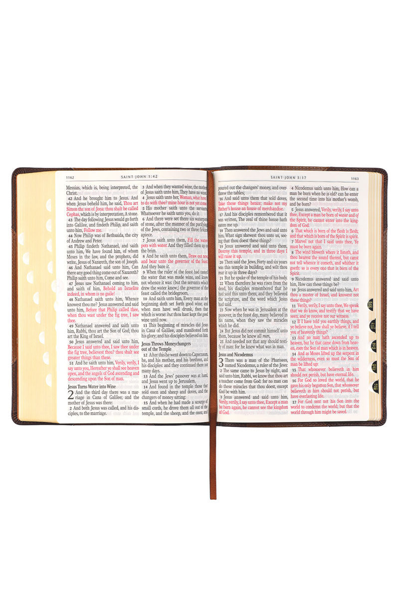 Two-Tone Brown Faux Leather Giant Print KJV Full-Size Bible with Thumb ...