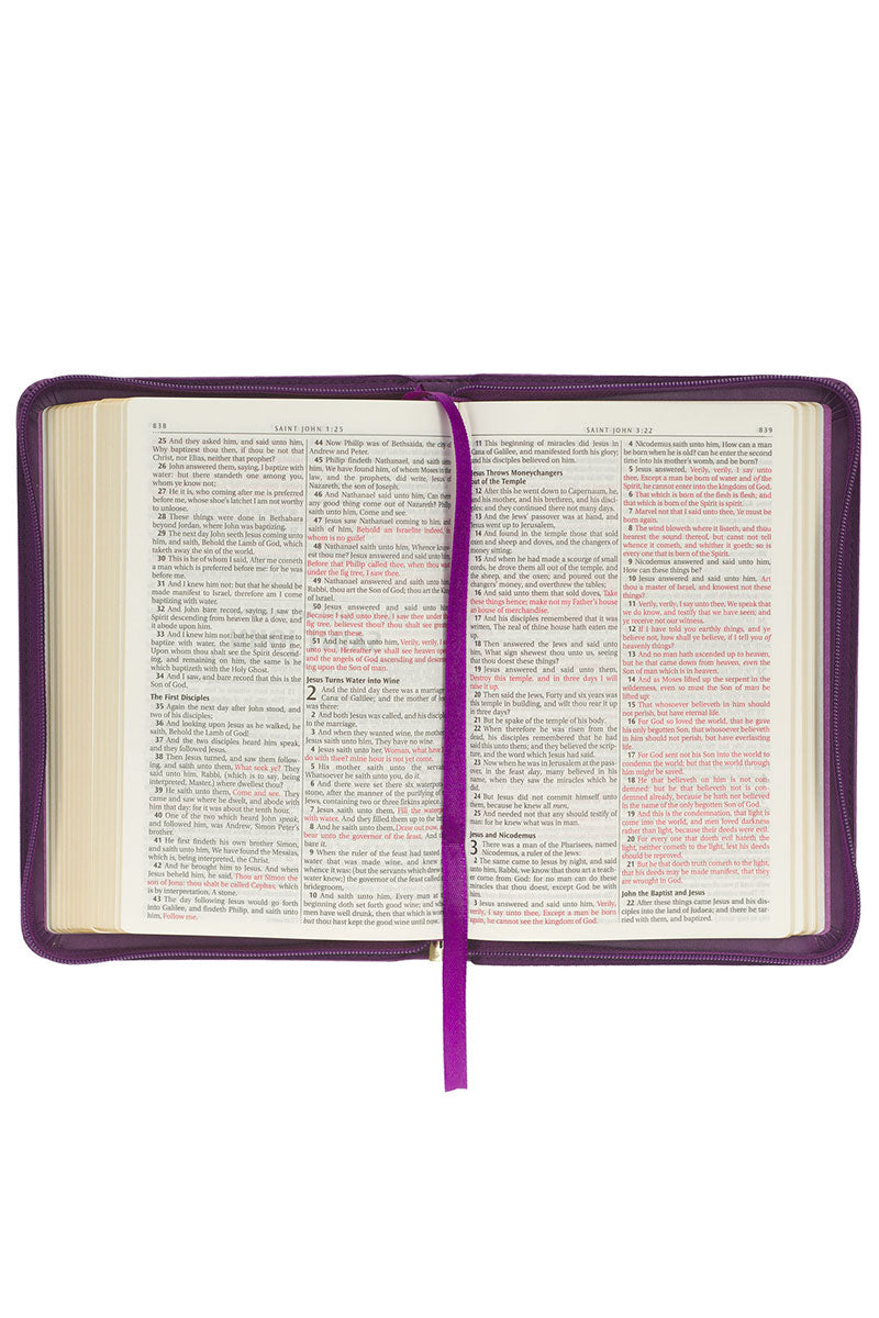 Iris Purple Faux Leather KJV Zippered Compact Bible | HH – Howdy Honey