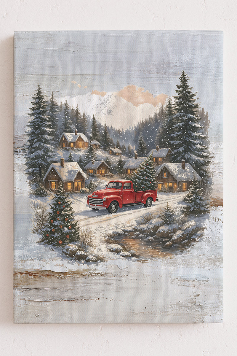 Nostalgic Snowfall On Main Street Ready To Frame Canvas Print | HH ...