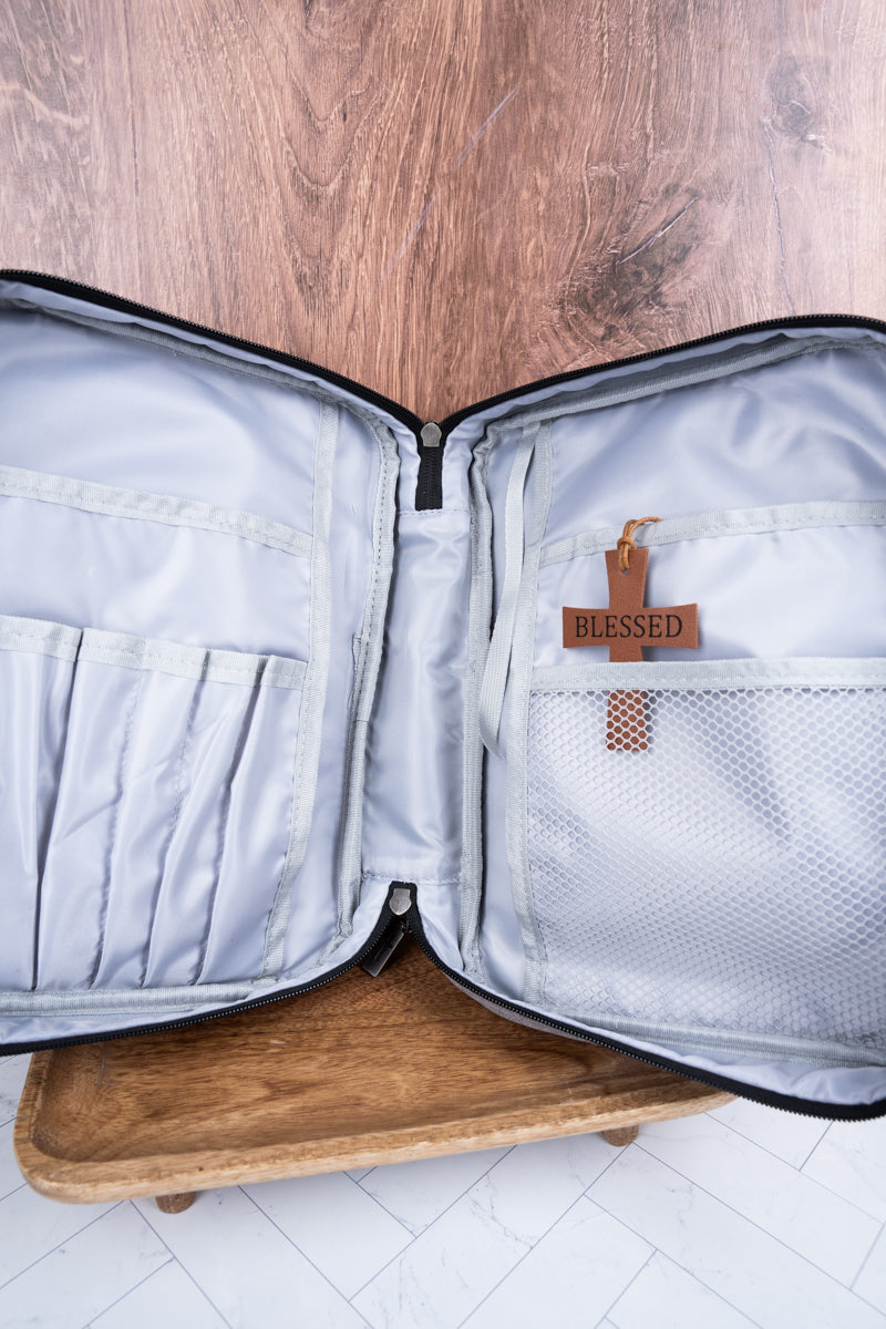 Church Days Gray and Black Canvas Bible Cover | HH – Howdy Honey