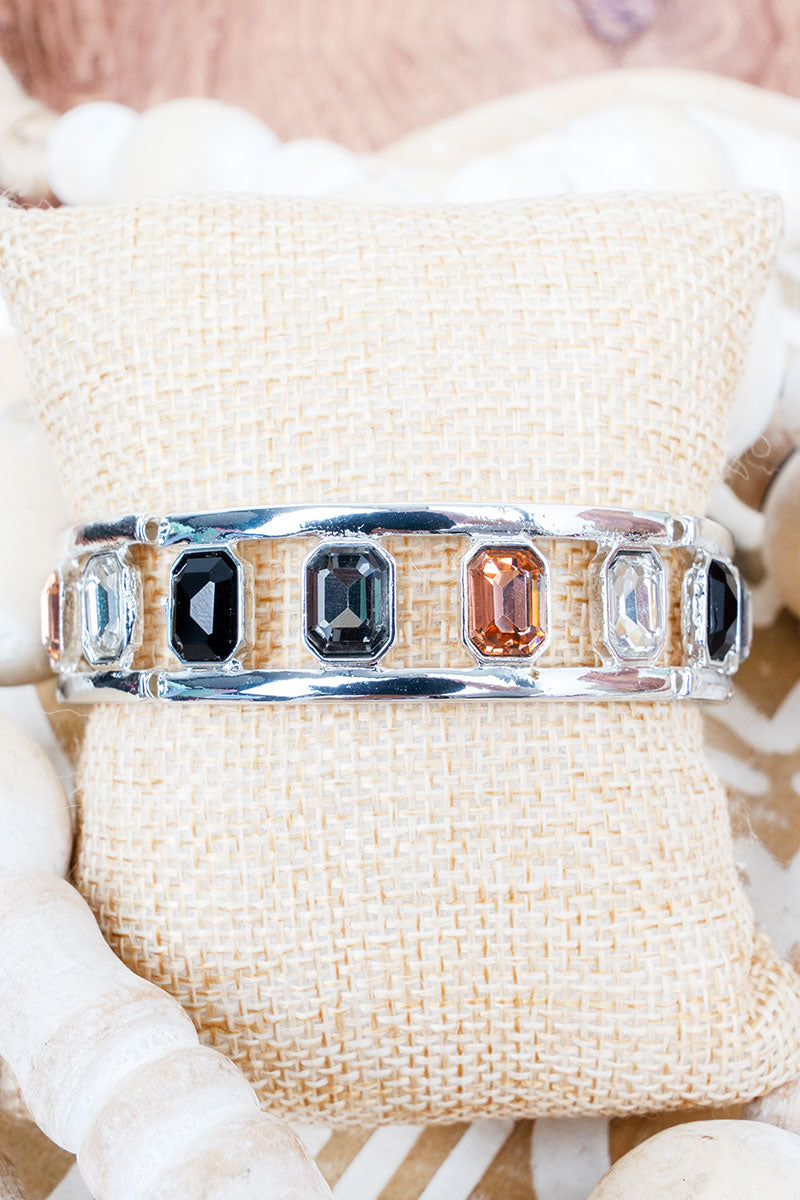 Black Multi-Color Dressed To Dazzle Silvertone Stretch Bracelet | HH ...