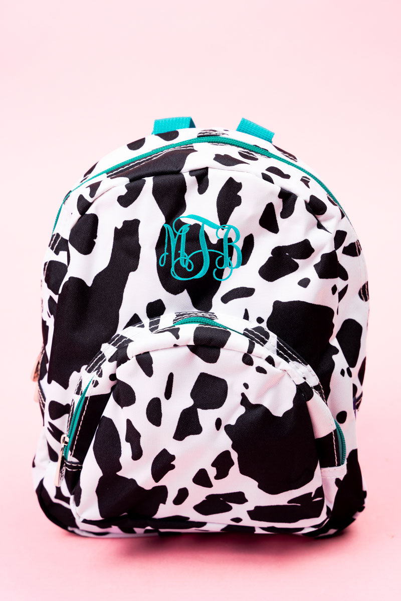 Deja Moo with Turquoise Trim Small Backpack | HH – Howdy Honey