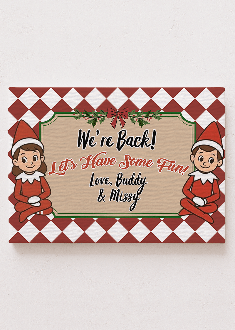 Personalized Plaid & Playful Elf Stretched Canvas Print | HH – Howdy Honey