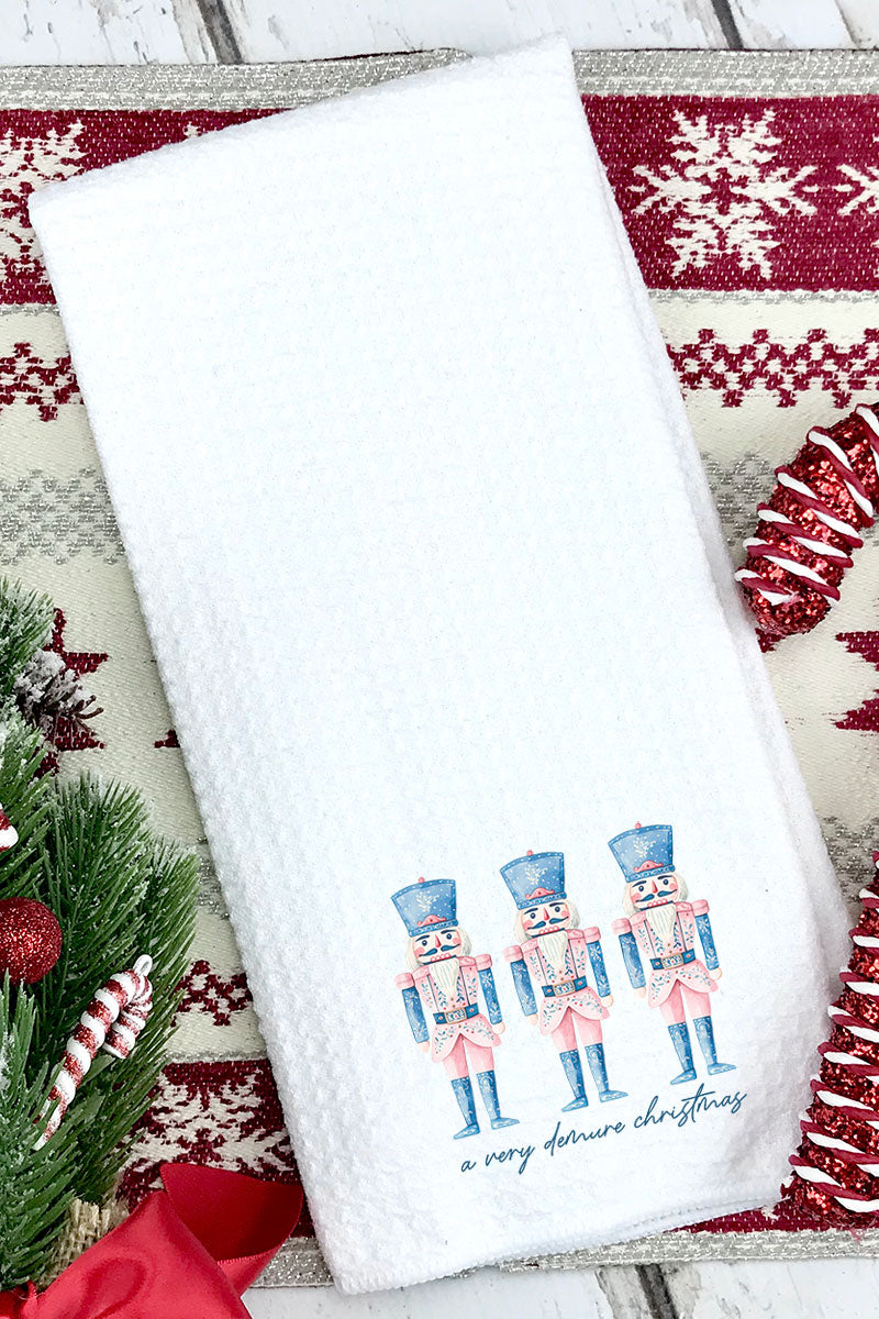Demure Christmas Nutcracker Waffle Kitchen Towel| HH – Howdy Honey