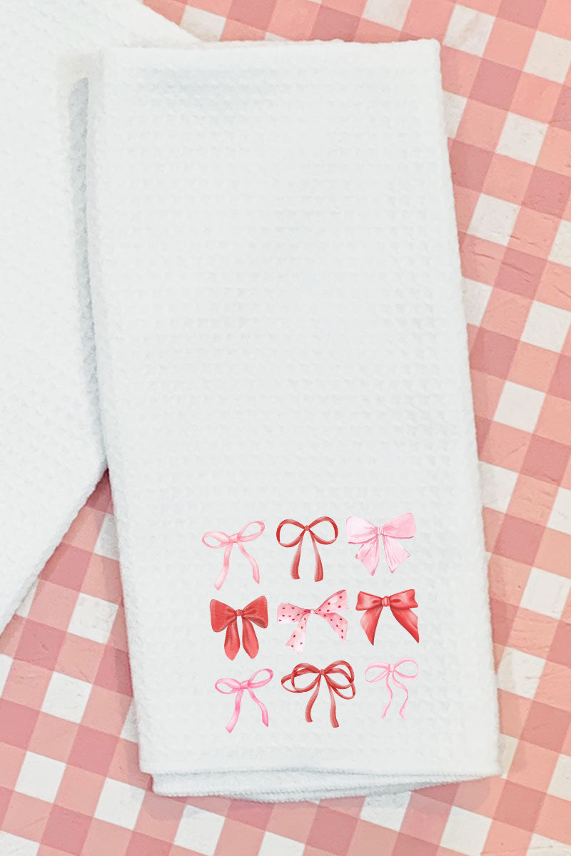 Preppy Valentine Bows Waffle Kitchen Towel | HH – Howdy Honey
