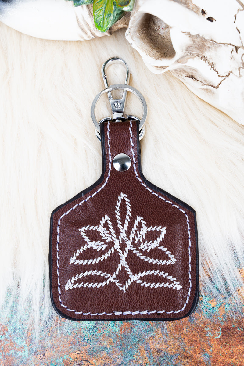 Nashville Boot Stitch Brown Cattle Tag Keychain | HH – Howdy Honey