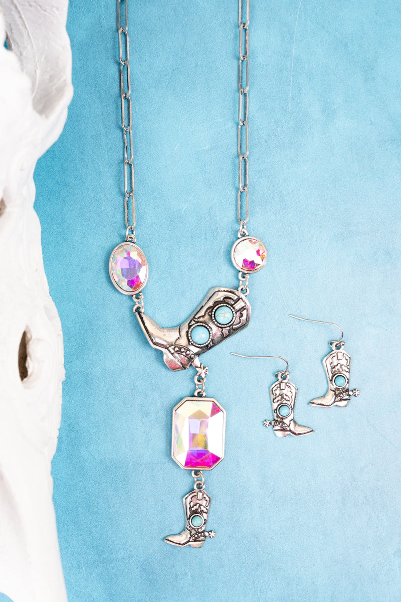 Iridescent Crystal & Turquoise Brisco Boots Necklace and Earring Set ...