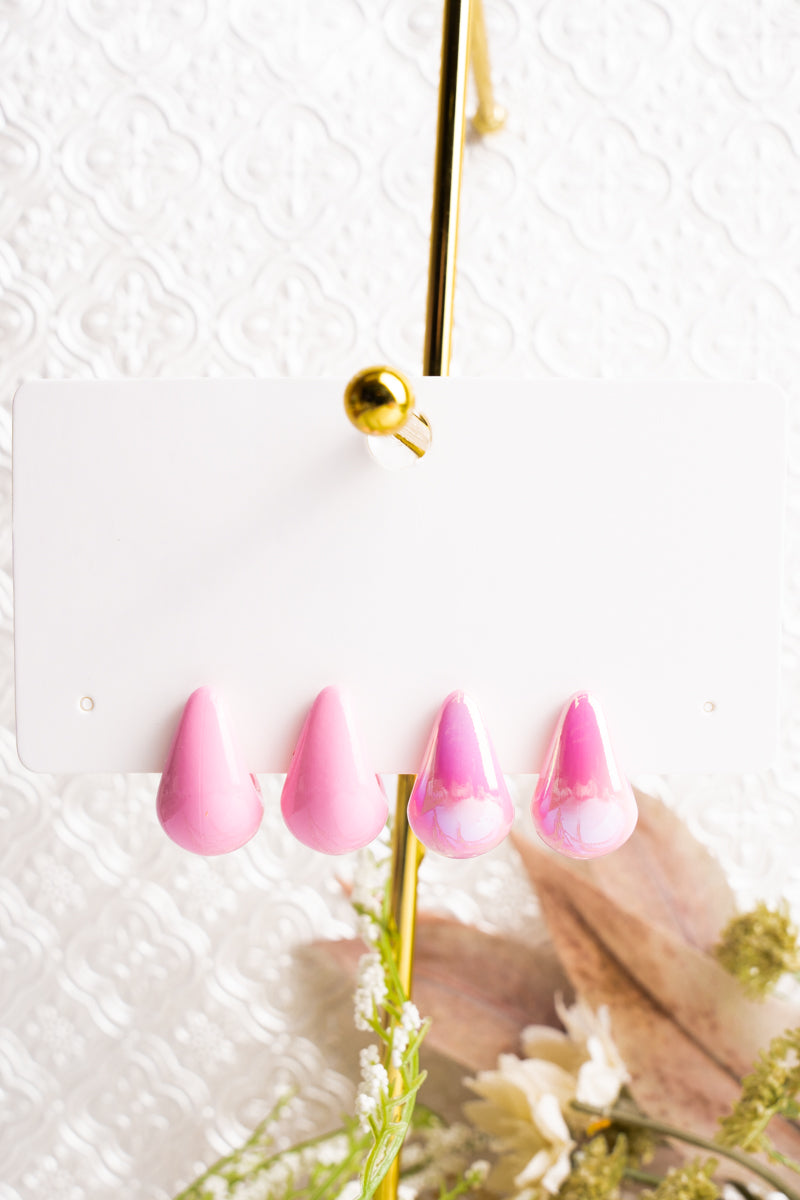 All For Fun Pink Bubble Teardrop Earrings 2 Pair Set | HH – Howdy Honey