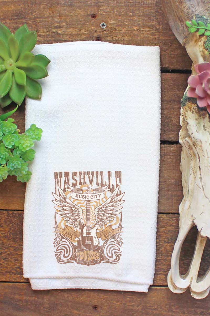 Nashville Retro Poster Waffle Kitchen Towel | eWAM – Howdy Honey