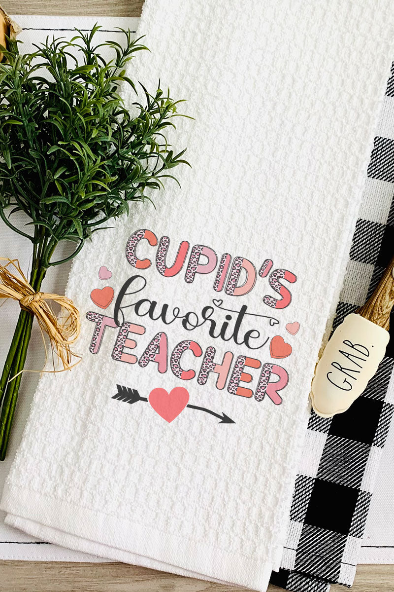 Cupid's Favorite Teacher Waffle Kitchen Towel | eWAM – Howdy Honey