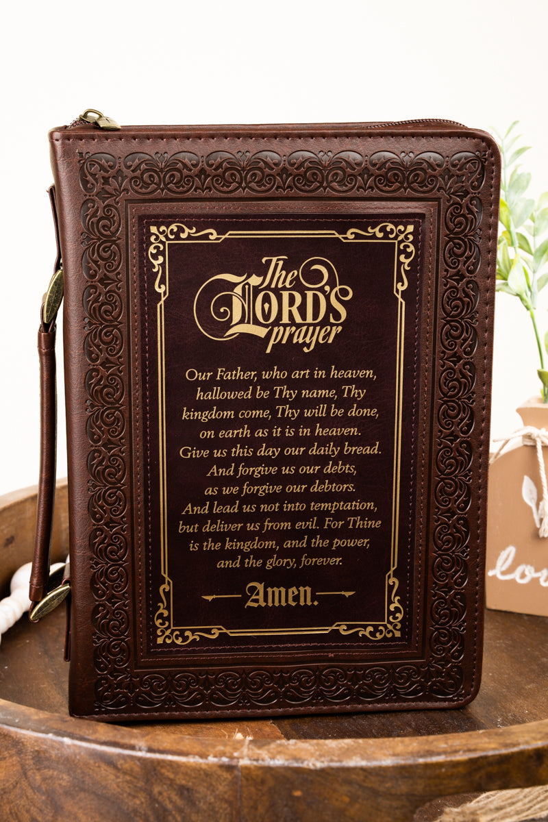 The Lord's Prayer Walnut and Burgundy LuxLeather Large Bible Cover ...