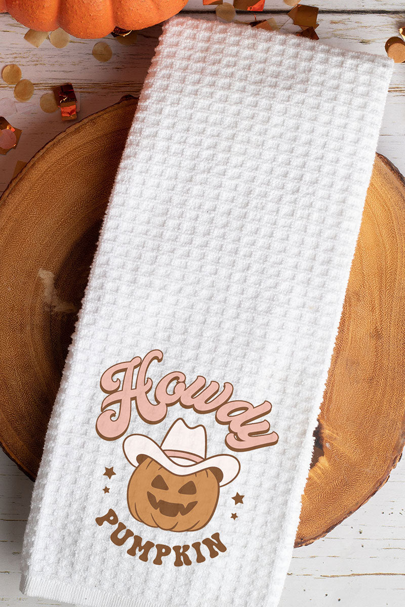 Pumpkin Howdy Cowboy Hat Waffle Kitchen Towel| eWAM – Howdy Honey